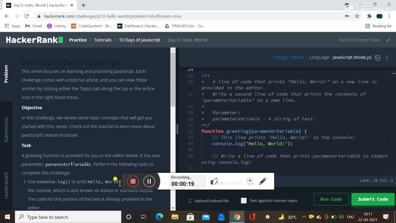 Day 0 10 Days Of Javascript Hackerrank Hackerrank Solution Youtube 6244