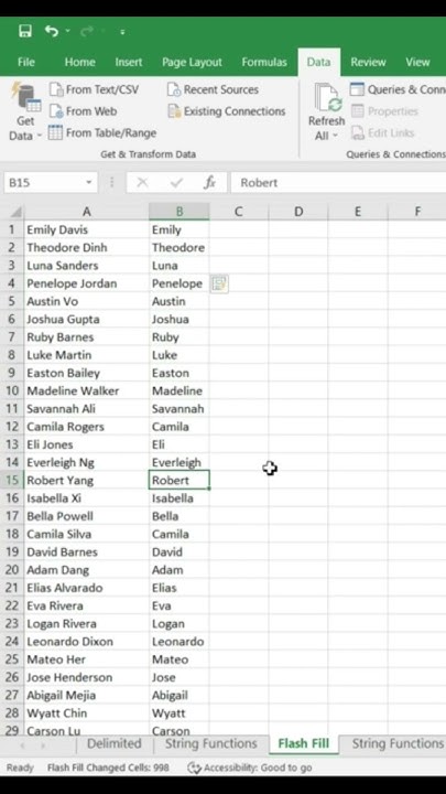 How to Split Names in First and last Name using Flash Fill - YouTube
