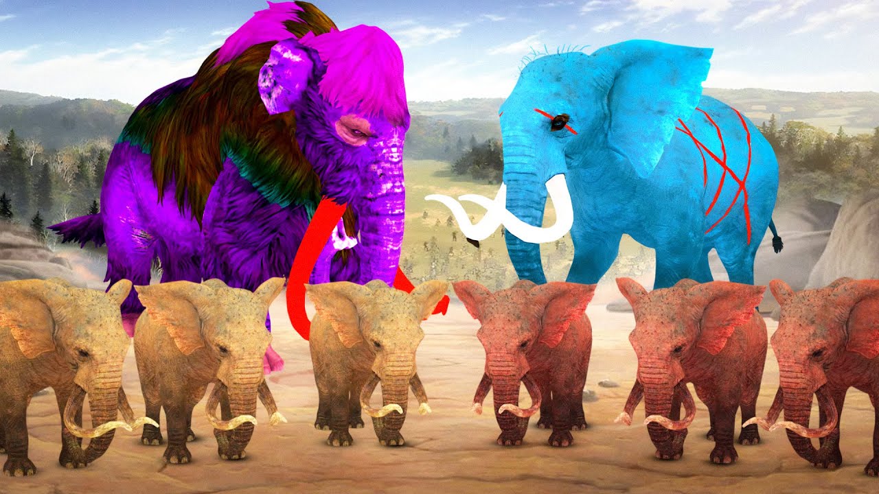 Giant Woolly Mammoth Vs Evil Elephant Battle - YouTube