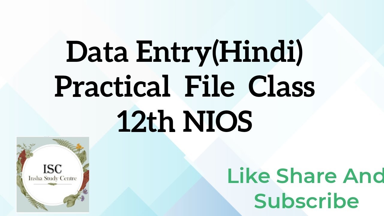 Data Entry Practical file Hindi Medium NIOS Class 12 2023 - YouTube
