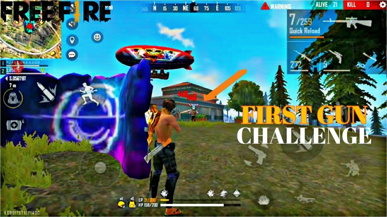 First Gun Challenge ll garena free fire ll with new gun :- kingfisher ...