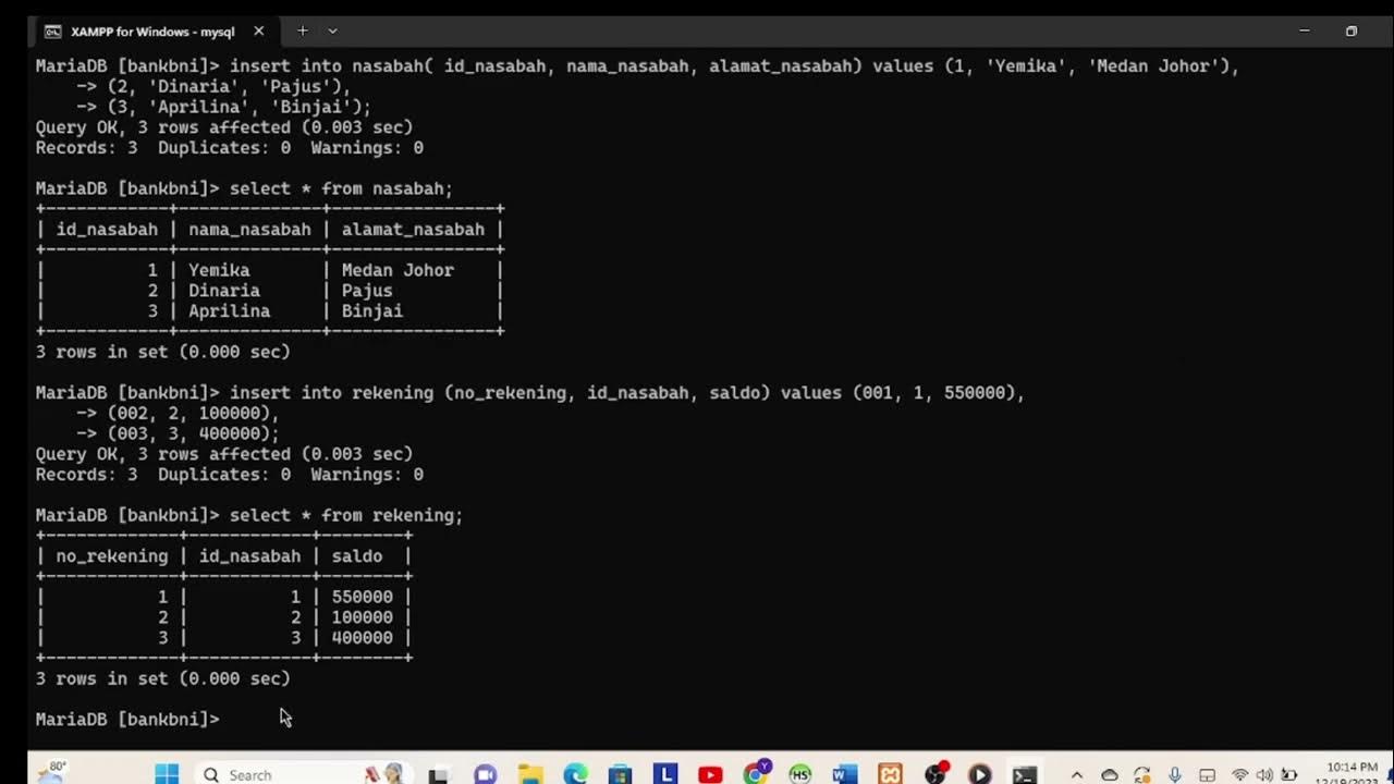 Cara Pembuatan Database dengan perintah DDL, DML, JOIN TABLE dan SUBQUERY - YouTube