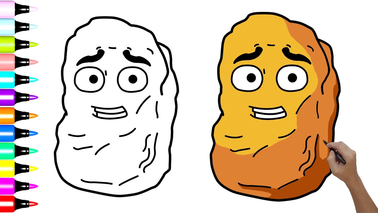 How To Draw Chicken Nugget from Twiddlefinger - FNF Mod. - Follow Along ...