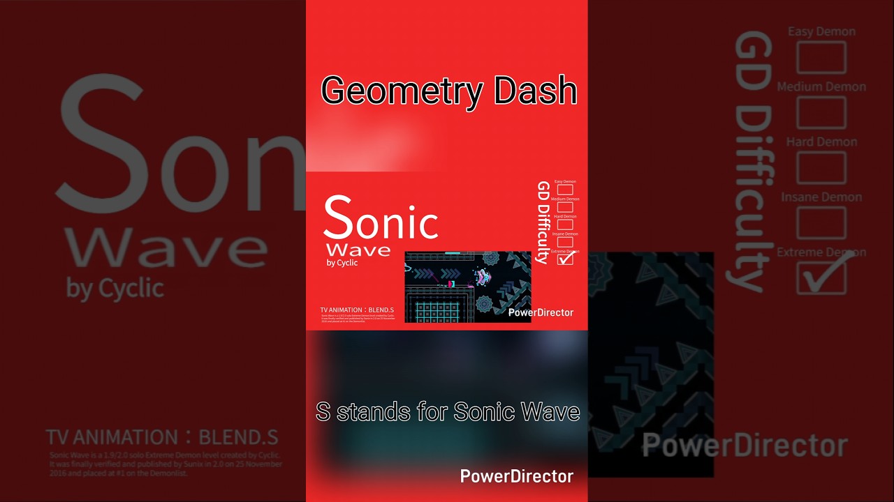Geometry Dash S stands for Sonic Wave #geometrydash #gd #幾何衝刺 #sonicwave - YouTube
