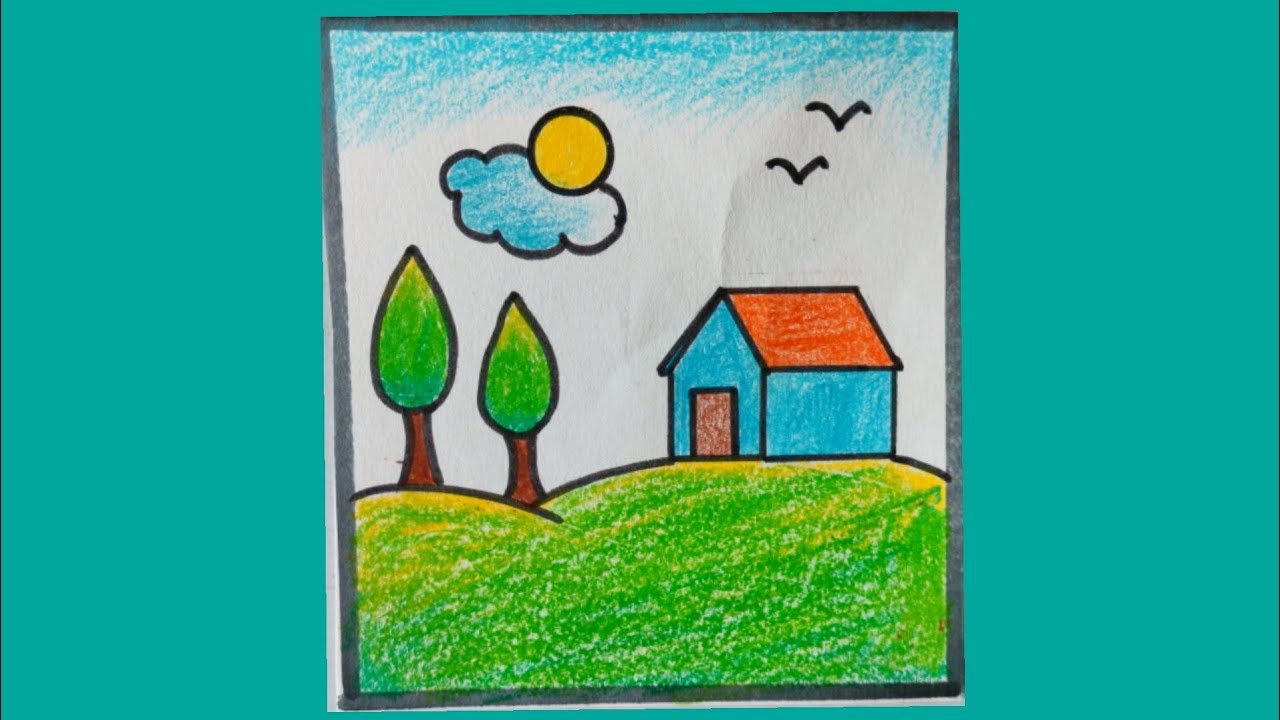 Mini scenery drawing| Easy drawing| Drawing for kids| Scenery drawing # ...