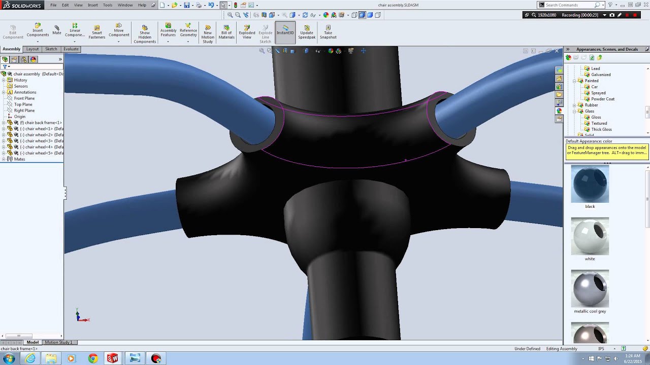 Solidworks - office chair - YouTube