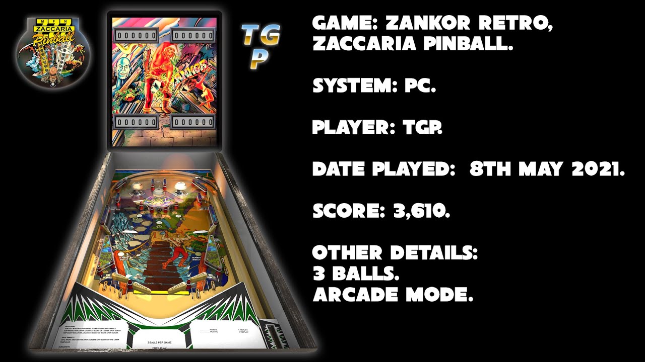 Zankor Retro - Zaccaria Pinball - Arcade, 3 balls - 3,610 points. - YouTube