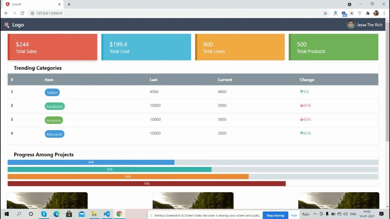 Laravel 8 Free Admin Dashboard Using Tailwind CSS - YouTube