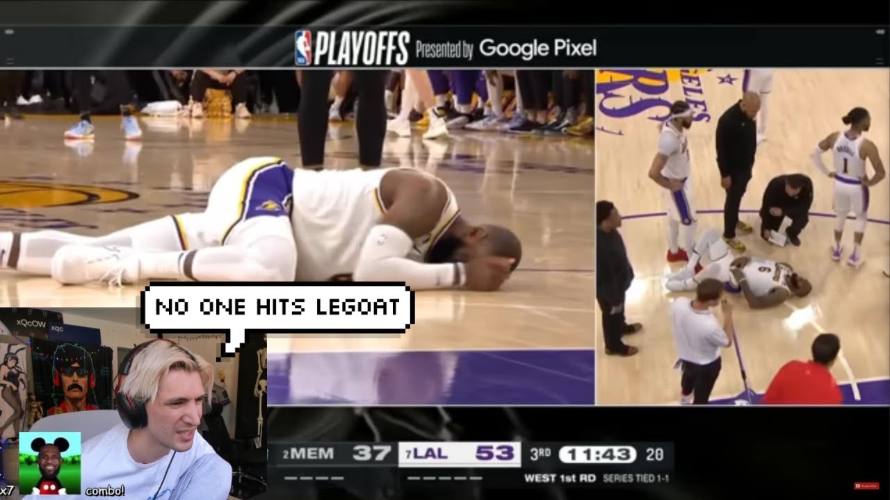 xQc Reacts to Dillon Brooks hits LeBron James in the nuts - YouTube
