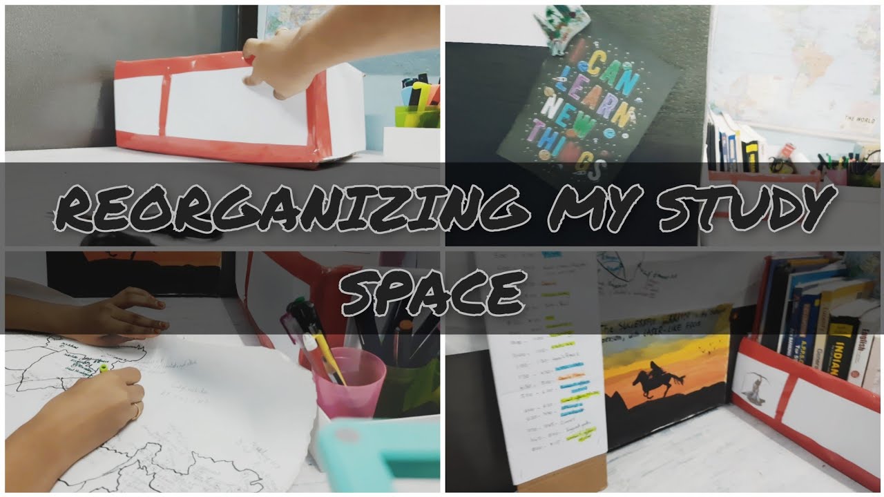Reorganizing my study space | Study room ideas - YouTube