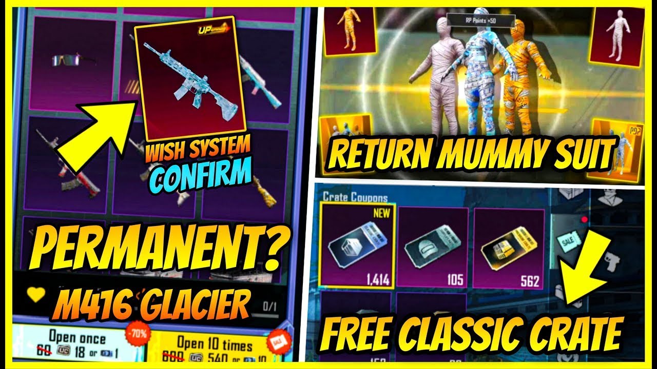 PERMANENT M416 Glacier | ALL MUMMY SUITS BACK in PUBG| Get FREE Classic ...