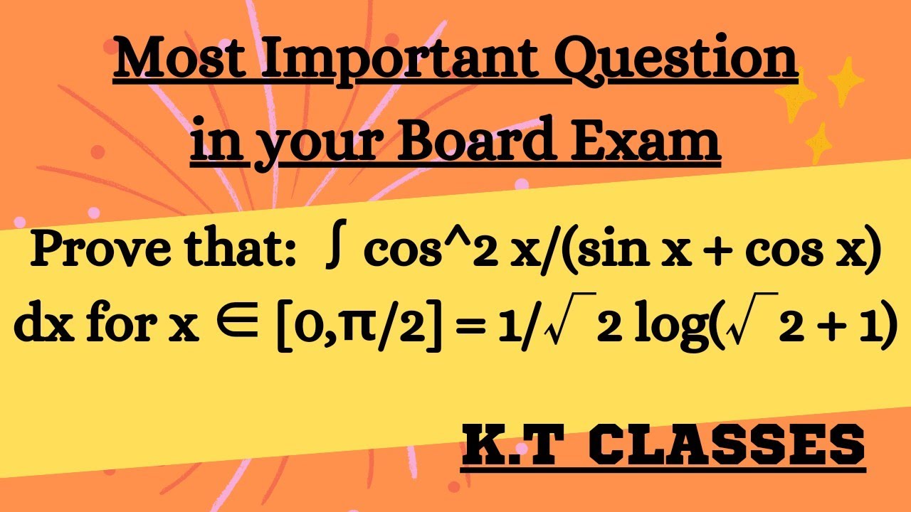 INTEGRATION Prove That cos 2 X sin X Cos X Dx For X 0 2 1 INTEGRATION Prove That cos 2 X sin X Cos X Dx For X 0 2 1