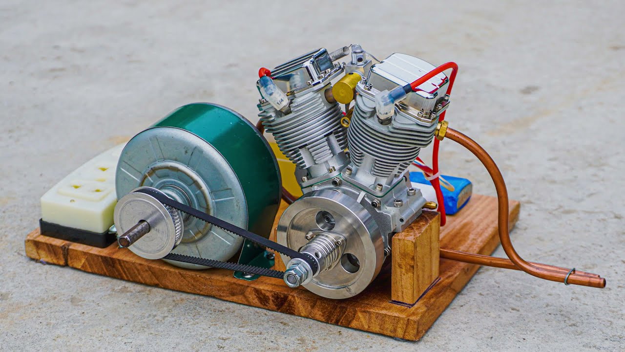 How to Make 220V Generator with V-Twin Gasoline Engine - YouTube