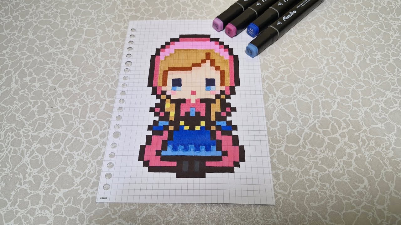 full tutorial anna pixel art💫 #pixelart #drawing #coloring #satisfying ...