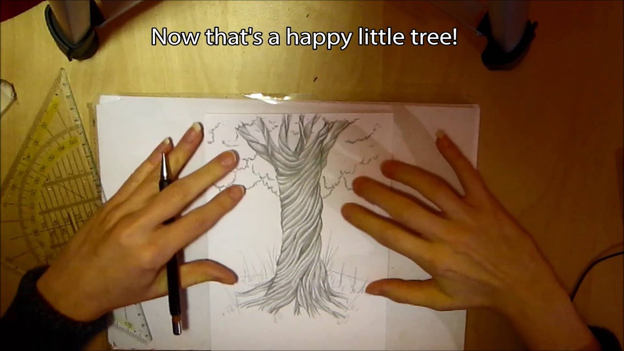 Let's draw: Tutorial (Pencil) - a curved tree trunk - YouTube