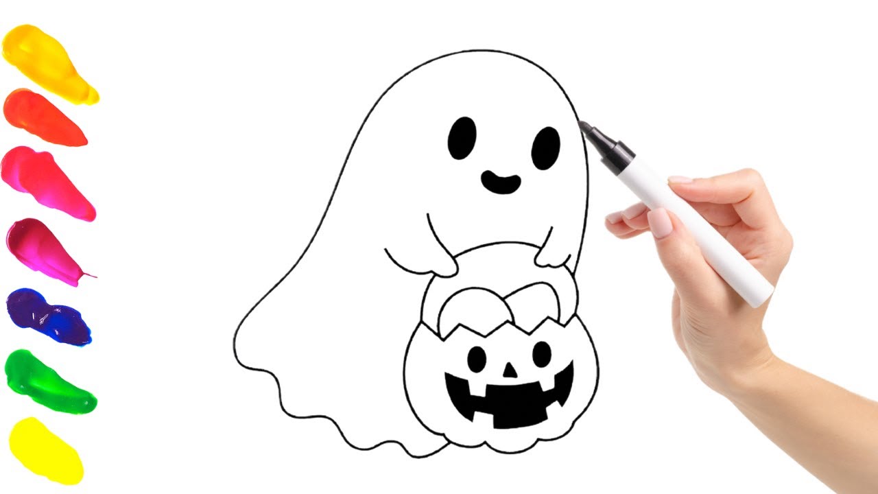 How To Draw Ghost With Spooky Pumpkin?👻🎃 | Spooky Halloween Drawings ...