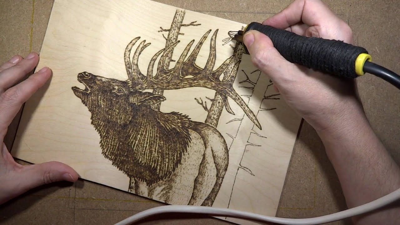 Pyrography 6 - Elk - YouTube