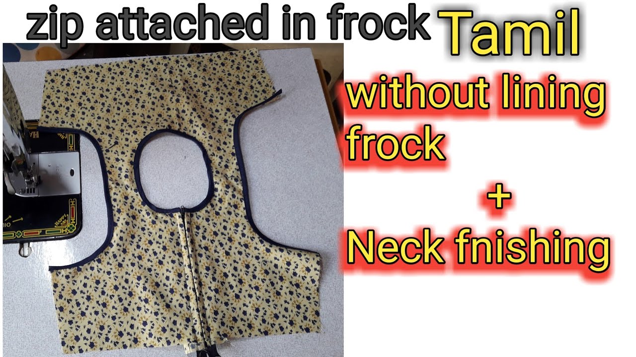 how to stitch zip in frock || frock zip stitching easy method in tamil ...