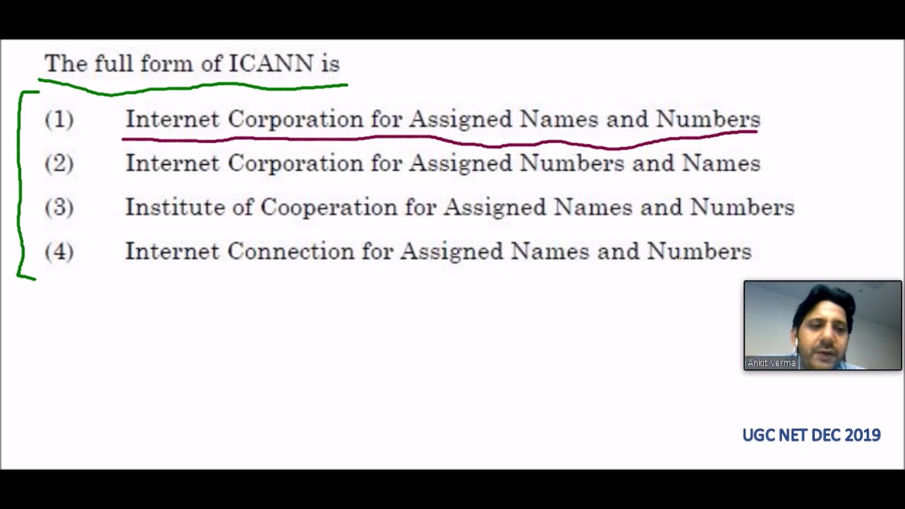 The full form of ICANN is | Computer Networks (CN) | UGC NET 2019 - YouTube
