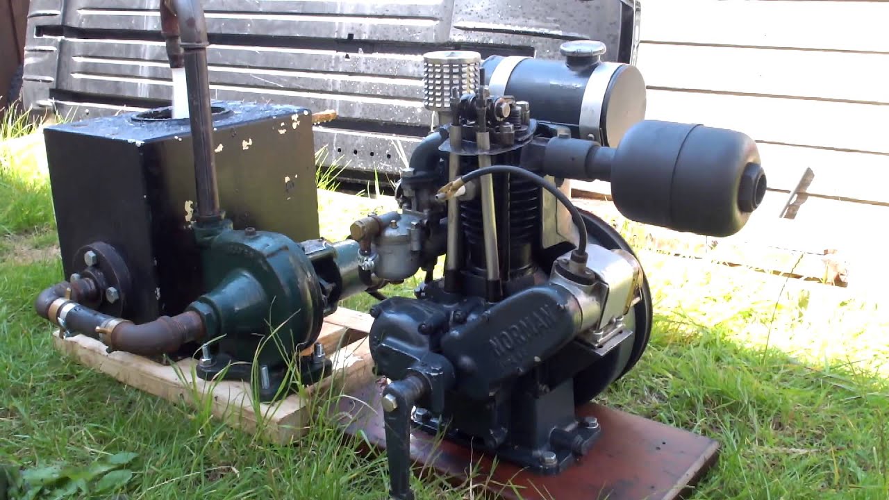 Norman SC Stationary Engine and John Cherry pump - YouTube