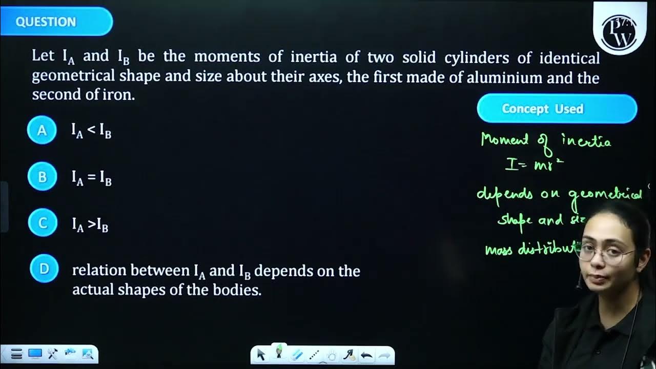 Let \(I_{A}\) and \(I_{B}\) be the moments of inertia of two solid cylinders of identical ...