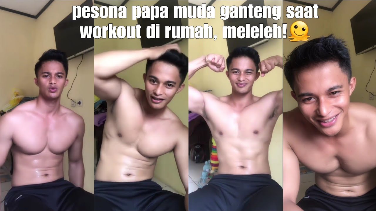 pesona papa muda ganteng saat workout di rumah, meleleh! - YouTube