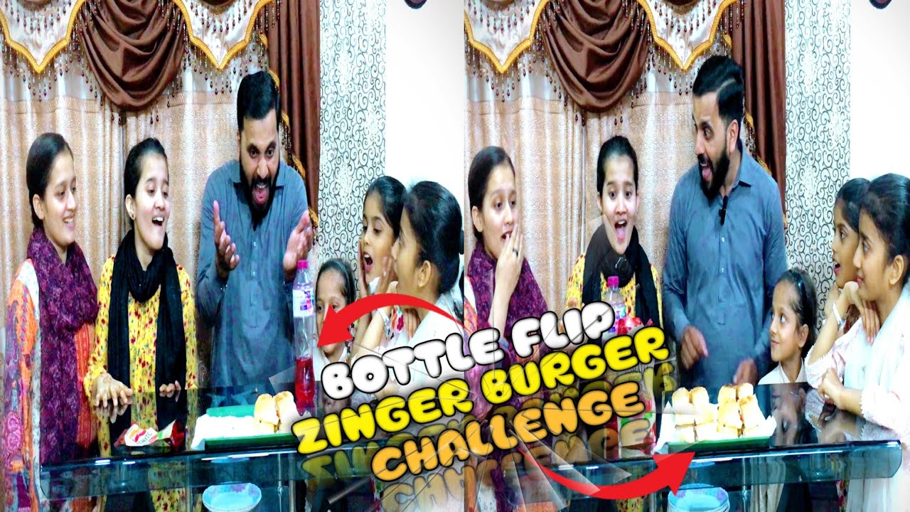 Funny Bottle Flip Zinger Burger Challenge | #challenge - YouTube