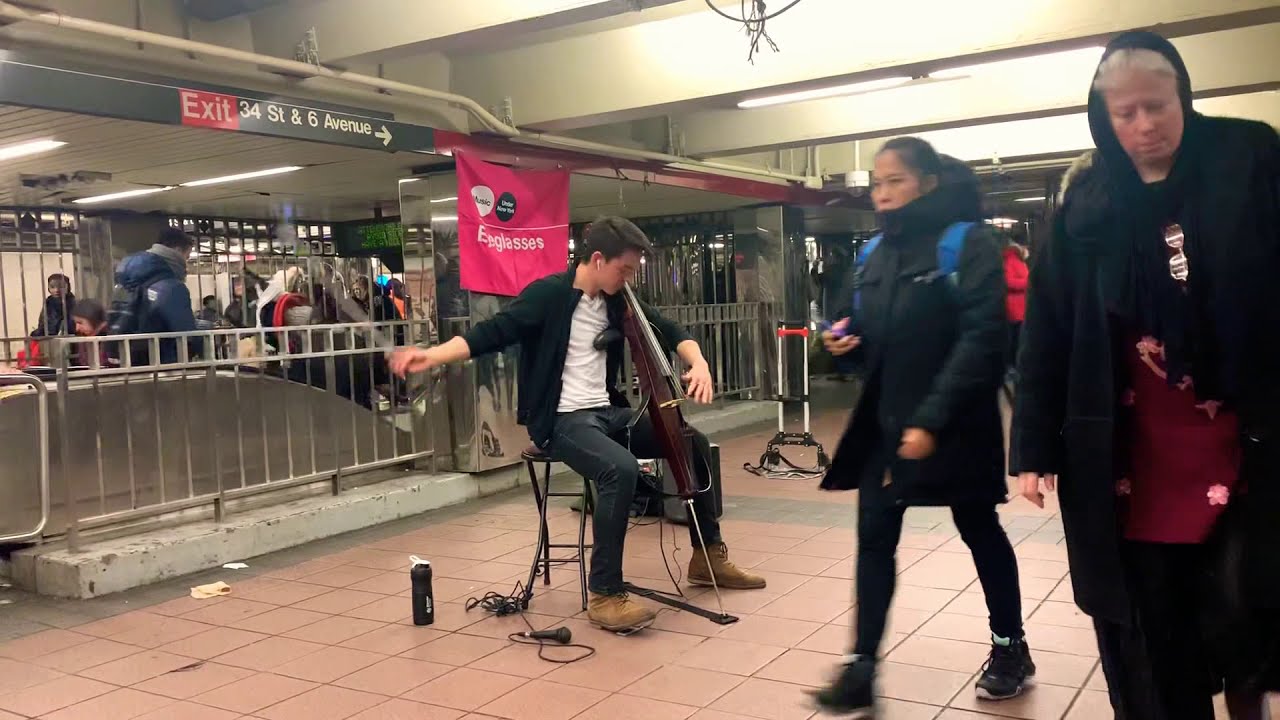 Expensive Electric cello NYC Subway performance . Despacito - YouTube
