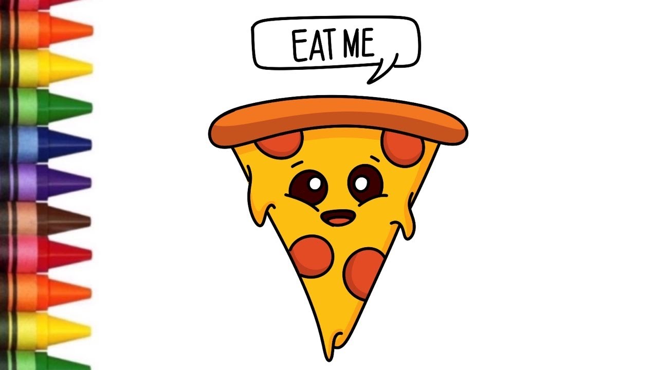 How to Draw a Cute Pizza Slice easy for kids | Cute Little Drawings ...