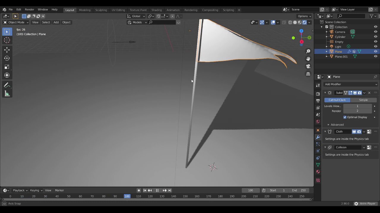 How to use wind force to float cloth in blender - YouTube