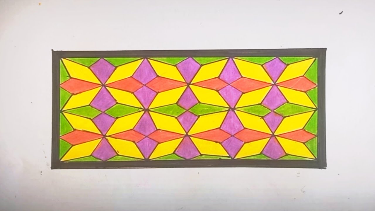 Rectangle design drawing||Tessellation art#Art&beyond - YouTube