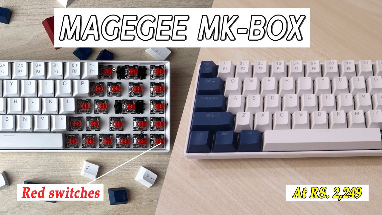 MAGEGEE MK-BOX 65% Mechanical keyboard, Red switches, Blue White color ...