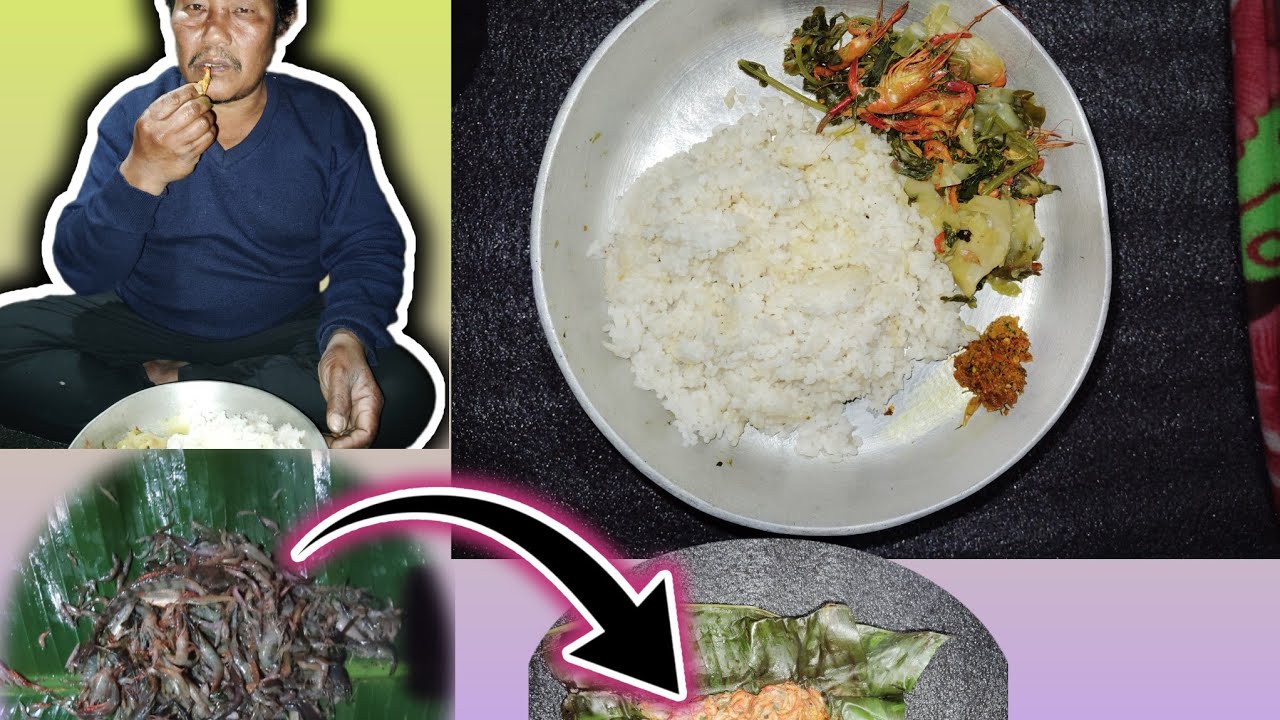 The village uncle is eating small prawn 🦐 with white rice 🍚 || simple ...