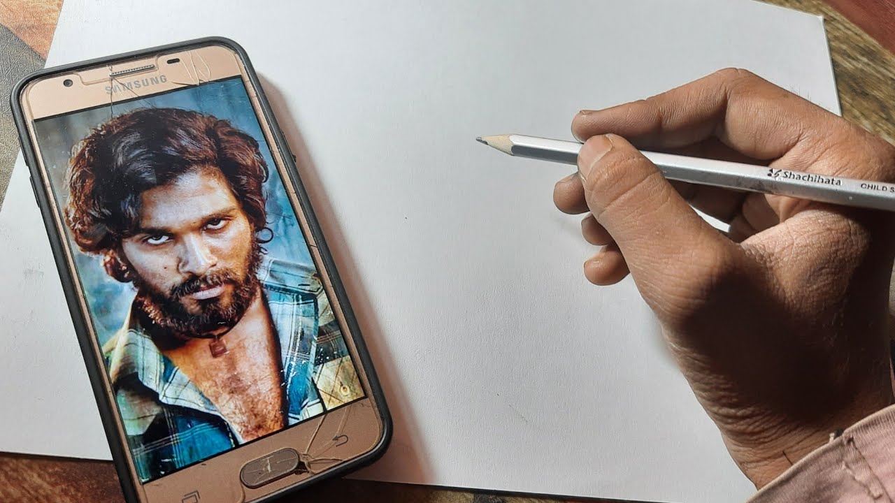 how to draw pushpa allu arjun | pushpa outline Tutorial - YouTube
