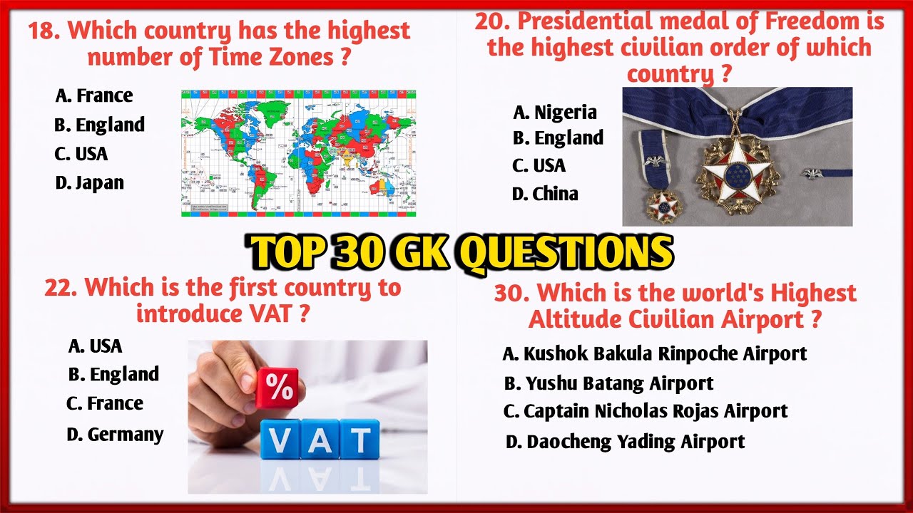 Top 30 GK QUESTIONS about World Geography - General Knowledge - YouTube