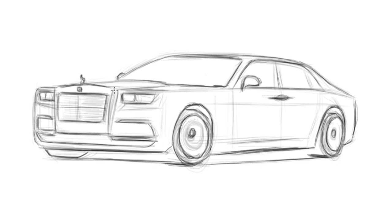 how to draw a rolls royce phantom - YouTube