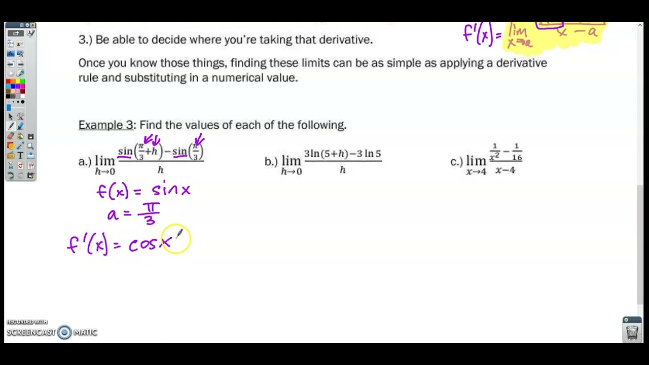 Section 2-7 Video 3- Derivatives of cos(x), sin(x), e^x, & ln(x) - YouTube