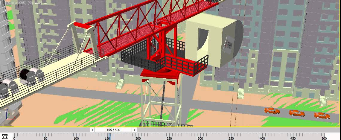 design and animation of tower top crane using 3ds max - YouTube