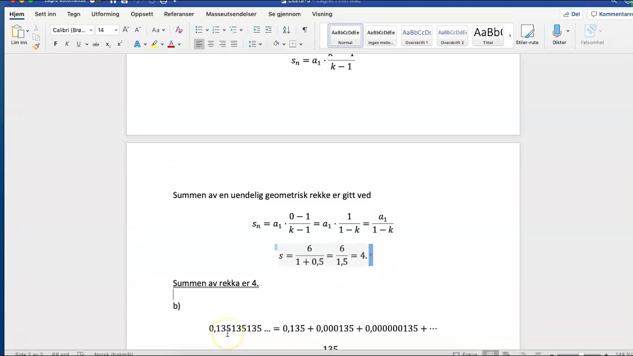 Uendelig geometrisk rekke - YouTube