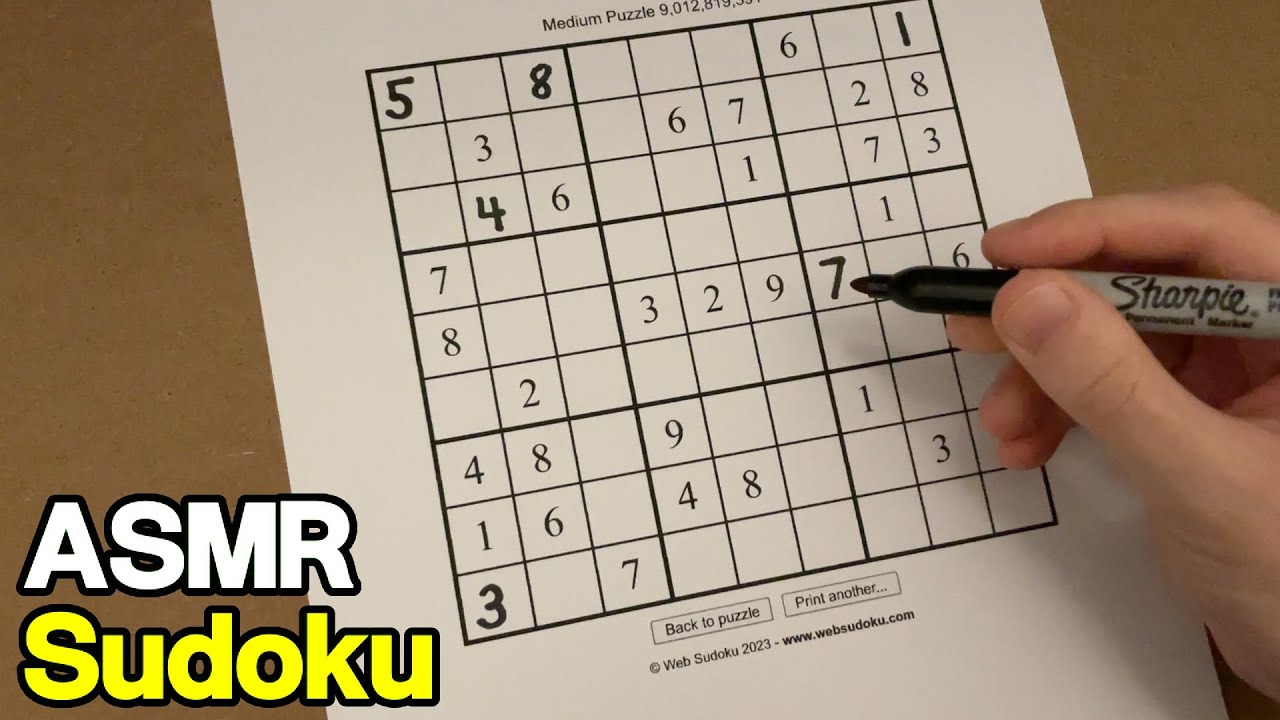 [ASMR] Sudoku Puzzle Solving - YouTube