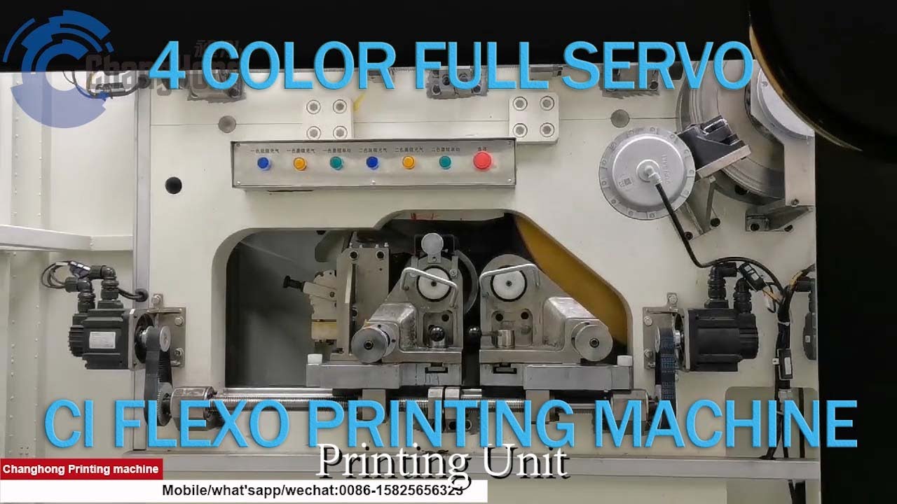 4 color full servo CI flexographic printing machine - YouTube