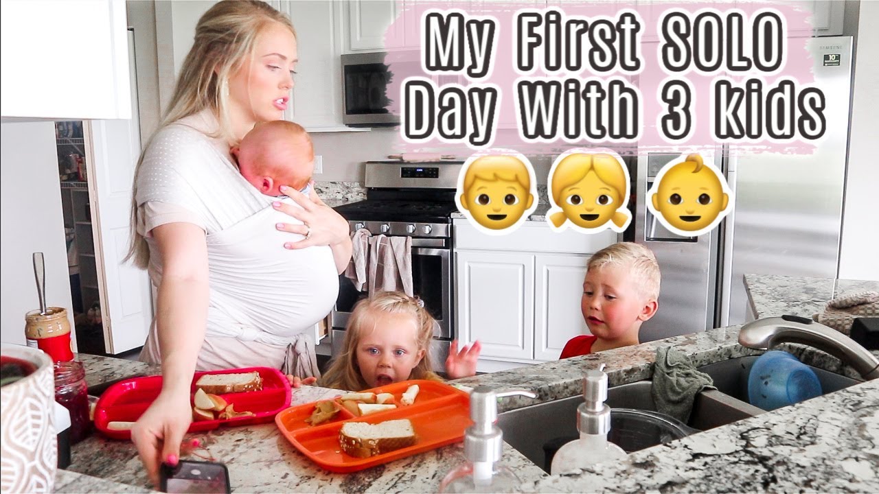 My FIRST Solo Day in the Life with my Newborn & 3 Kids - YouTube
