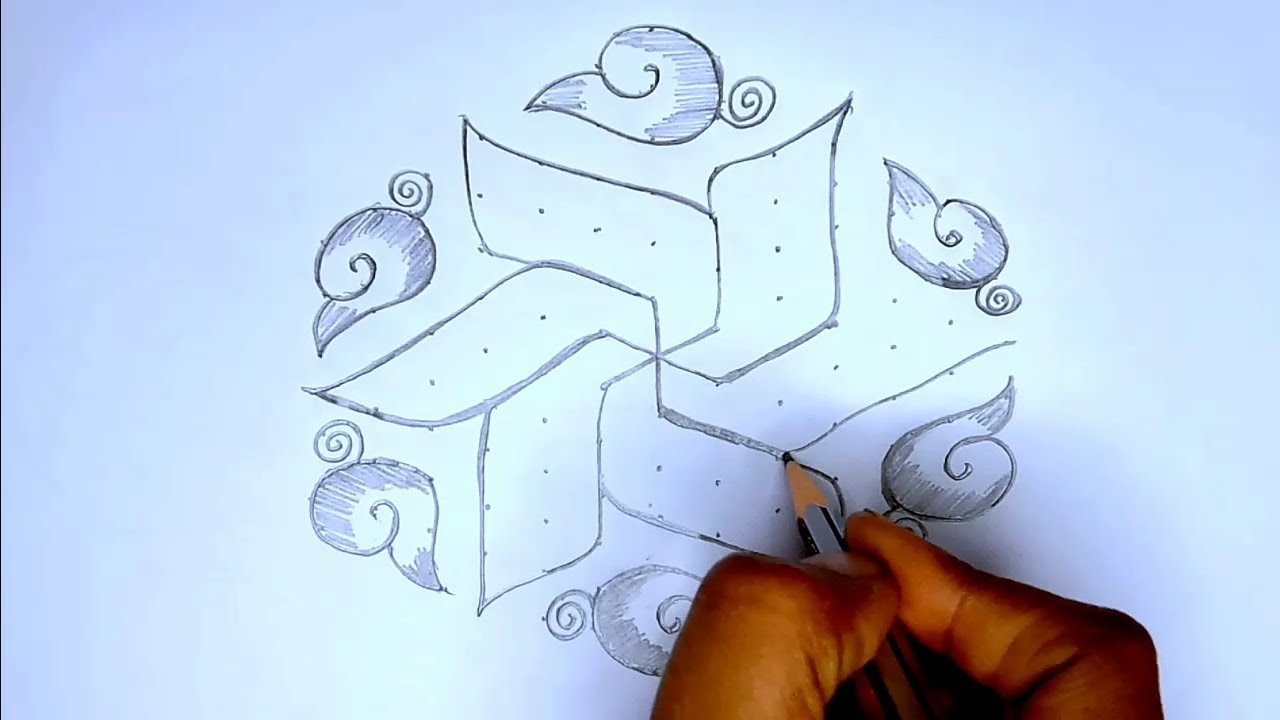 13x7 dots easy sankham rangoli || daily creative rangoli || chukkala ...