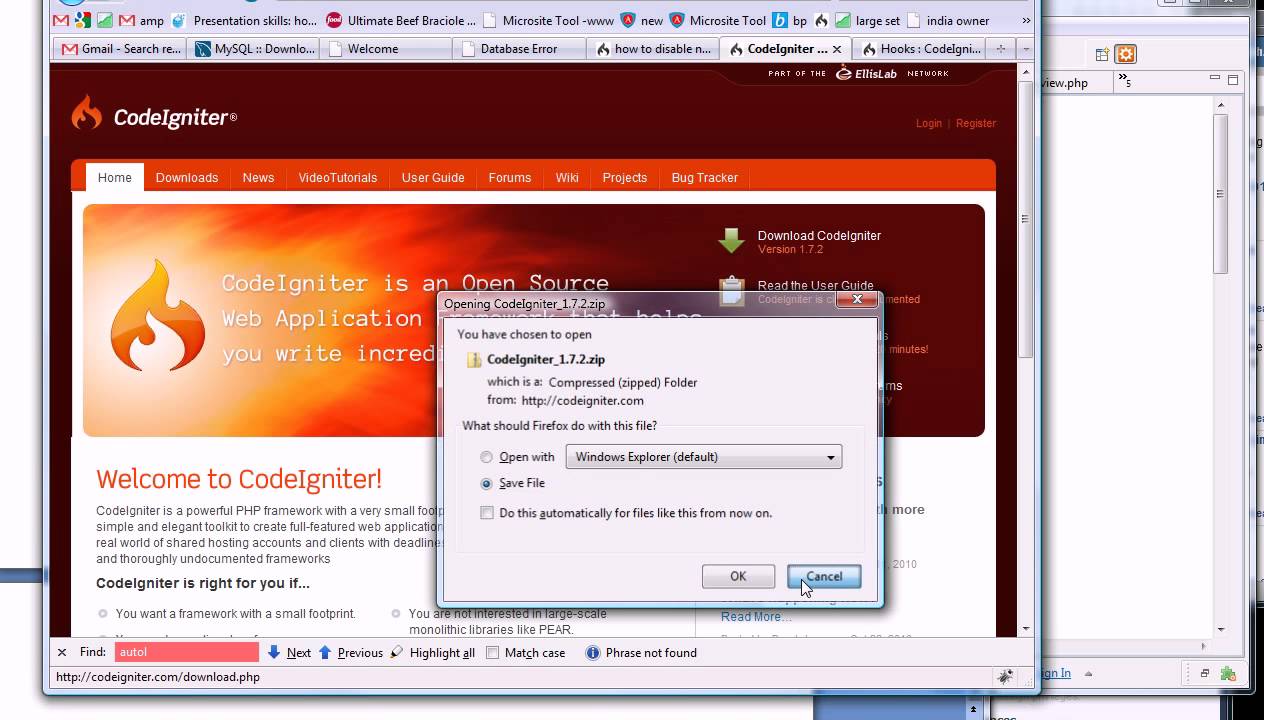 Install PHP Tutorial 5 MVC framework CodeIgniter - YouTube
