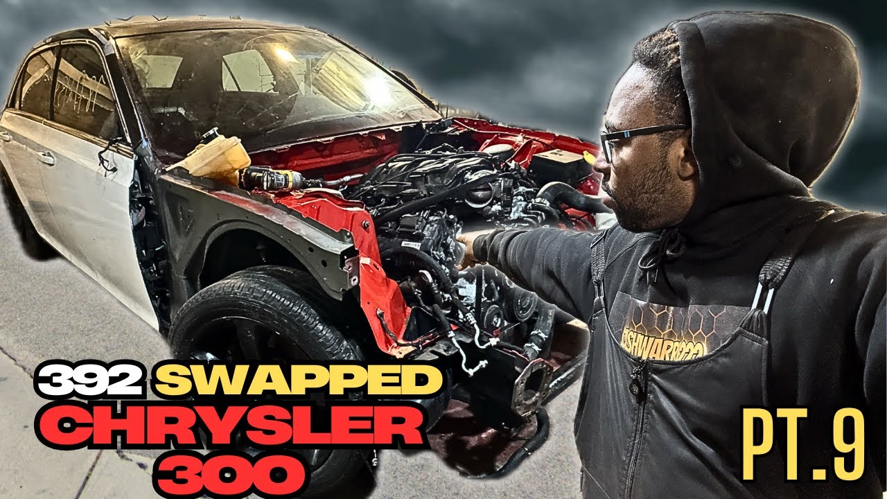 BUILDING A CHRYSLER 300 SCAT PACK 392 PART 9** I DROPPED THE ENGINE IN‼ ...
