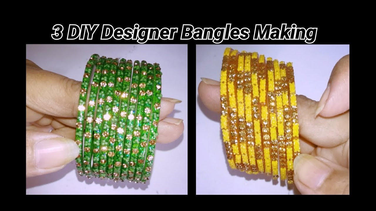 3 DIY designer bangles making at home - YouTube