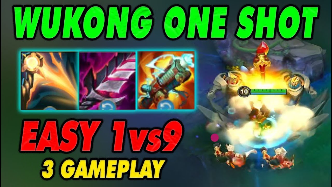 Wukong Wild Rift China | New ONE Shot Build 1vs9 22 Kills - Q Damage is ...
