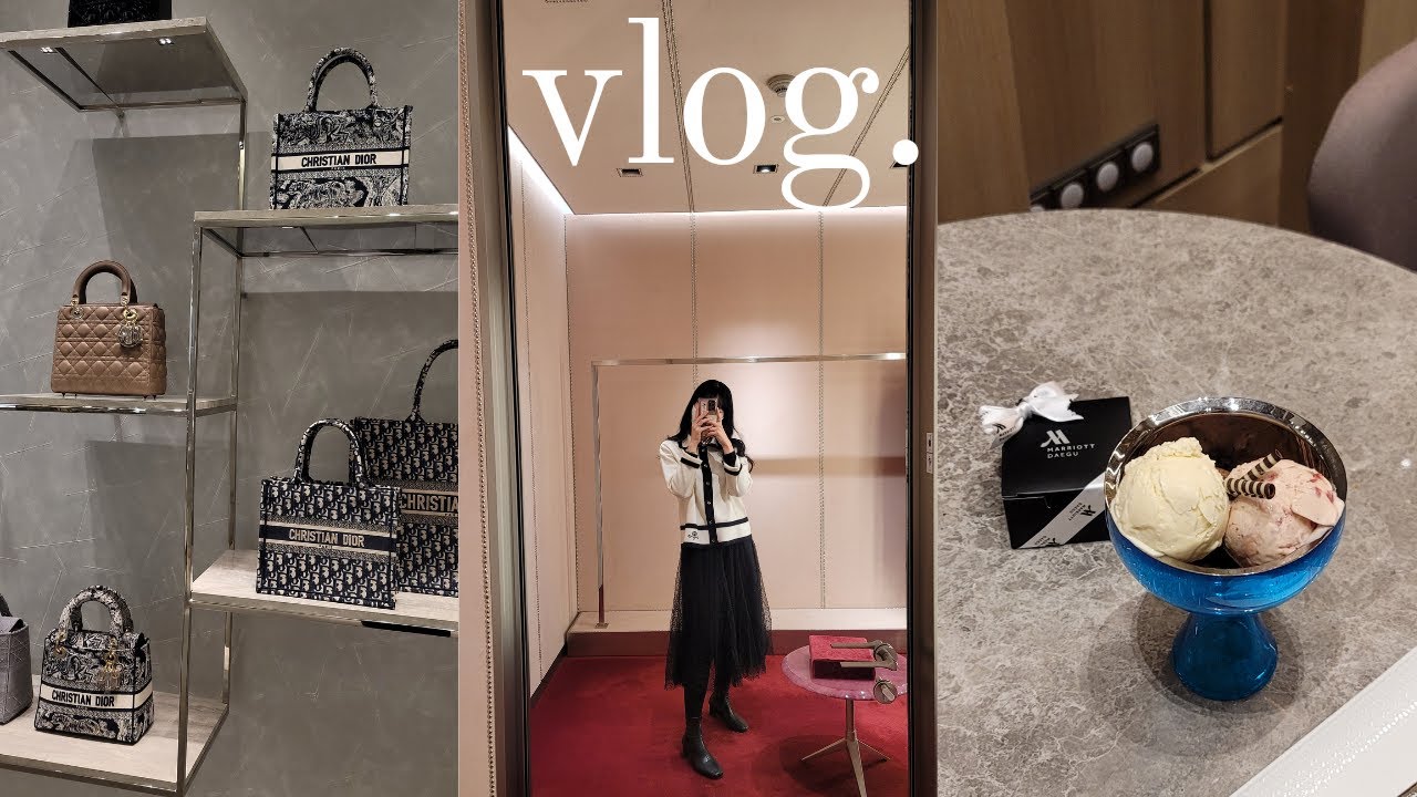 Vlog 대구 프리랜서 일상 브이로그 디올 홀리데이 패키지 구찌 쇼핑 대구 메리어트 로비라운지 신세계백화점 필라테스 러쉬팩 Youtube