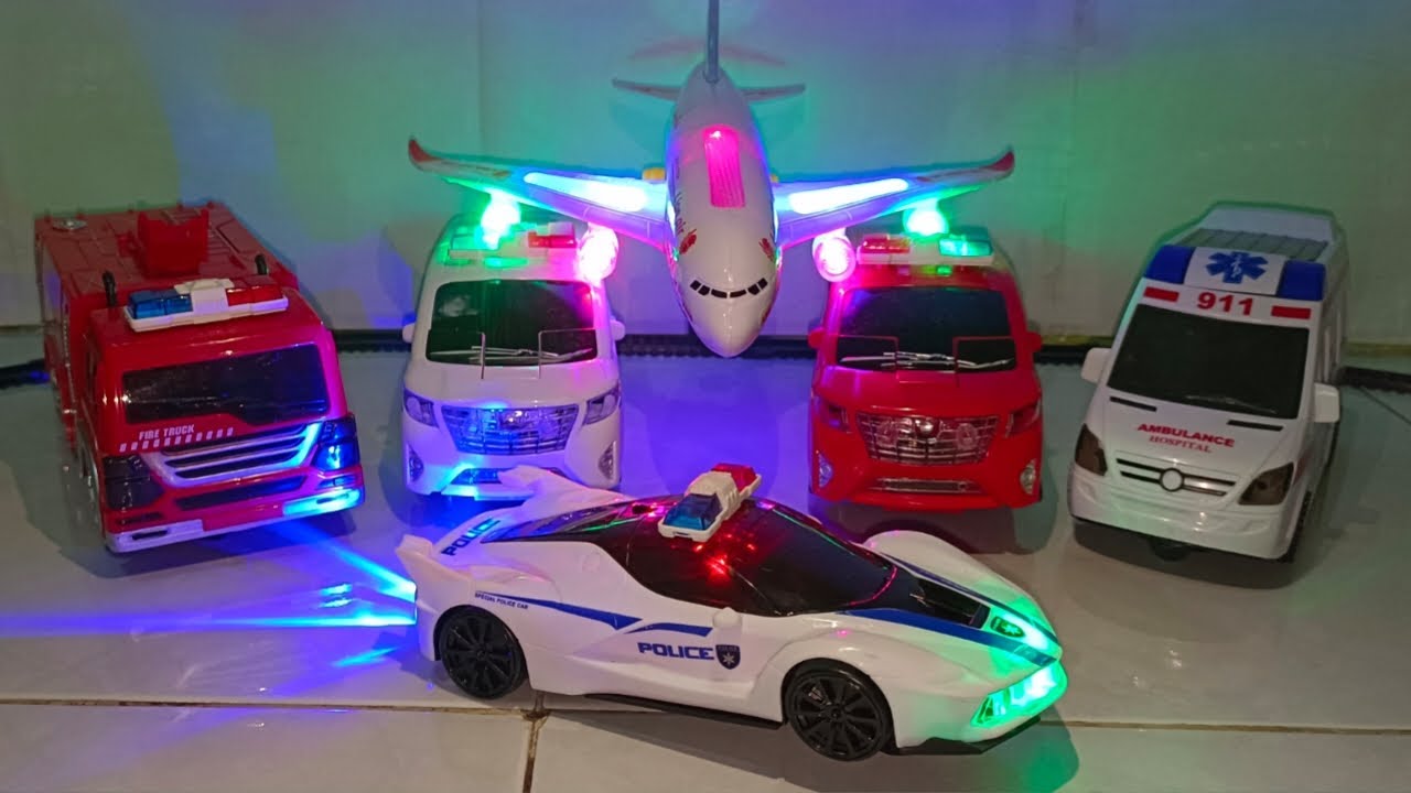 UNBOXING MOBIL MOBILAN, ROBOT CAR TOYS, POLICE CAR, AMBULANCE, FIRE ...