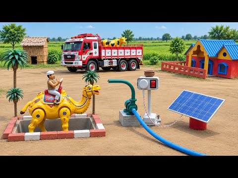 Toy Camel & Cows 🐄 |Broken Bridge|toy Rescue & Water Pump Bathing | Funny Toy Story for Kids Part-44